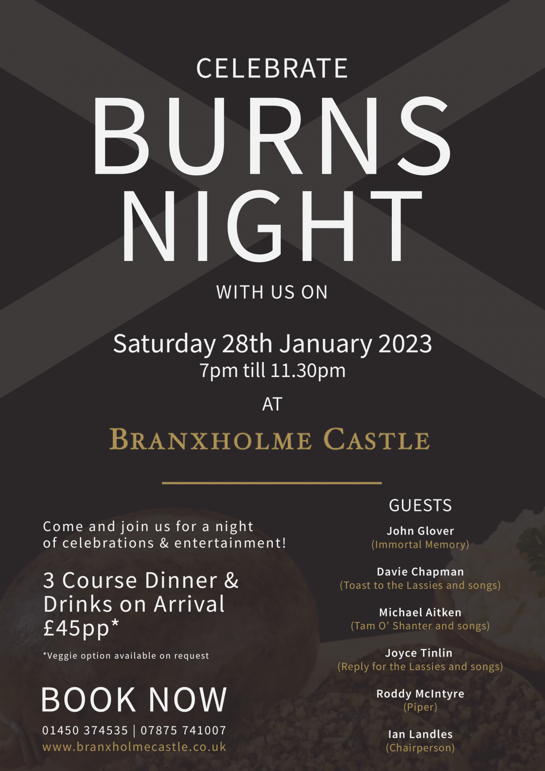 Celebrate Burns Night 2023 at Branxholme Castle! - Branxholme Castle ...
